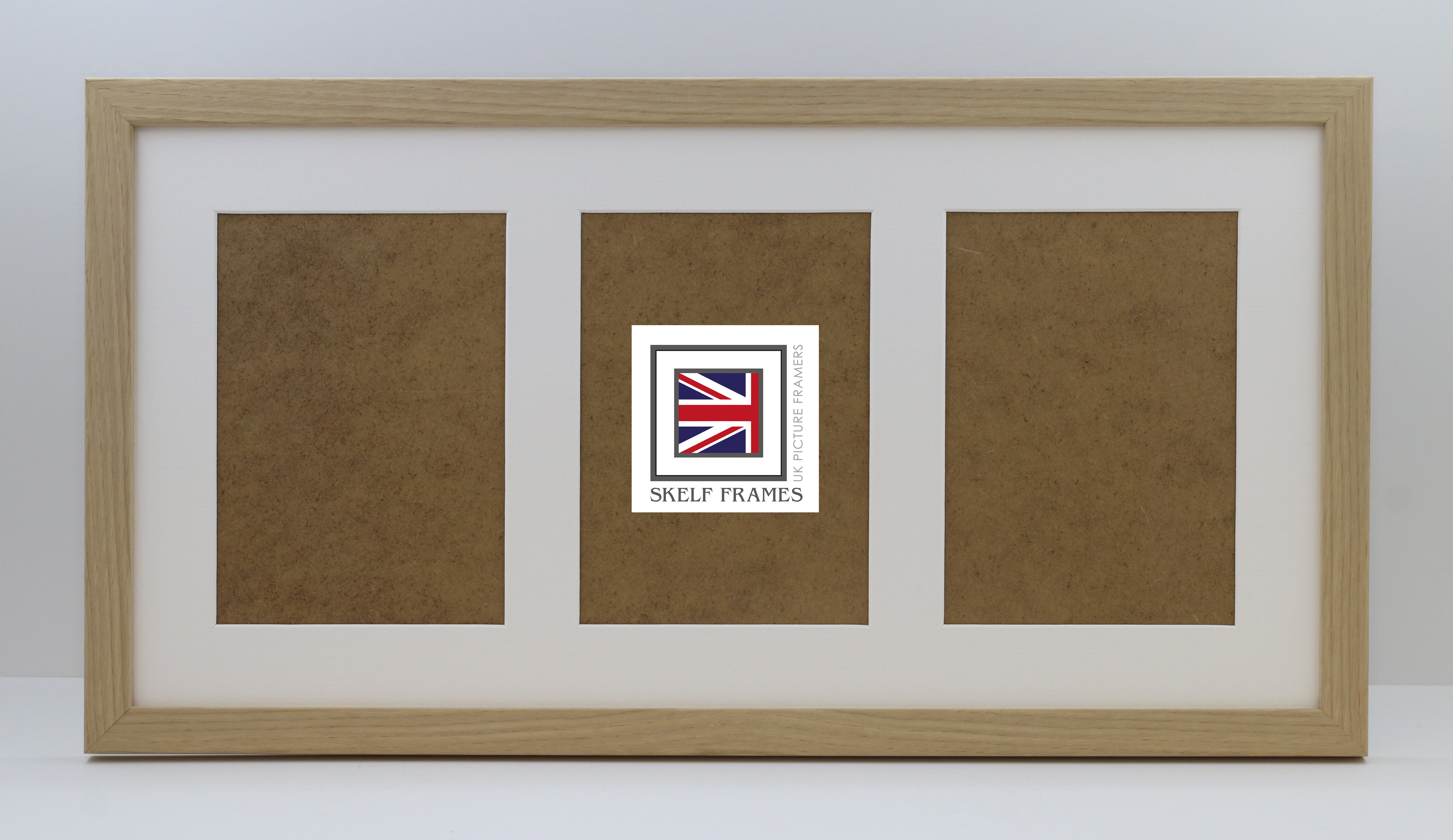 22mm Light Oak Veneer Multi Aperture 20" x 10" - With Glass Frame